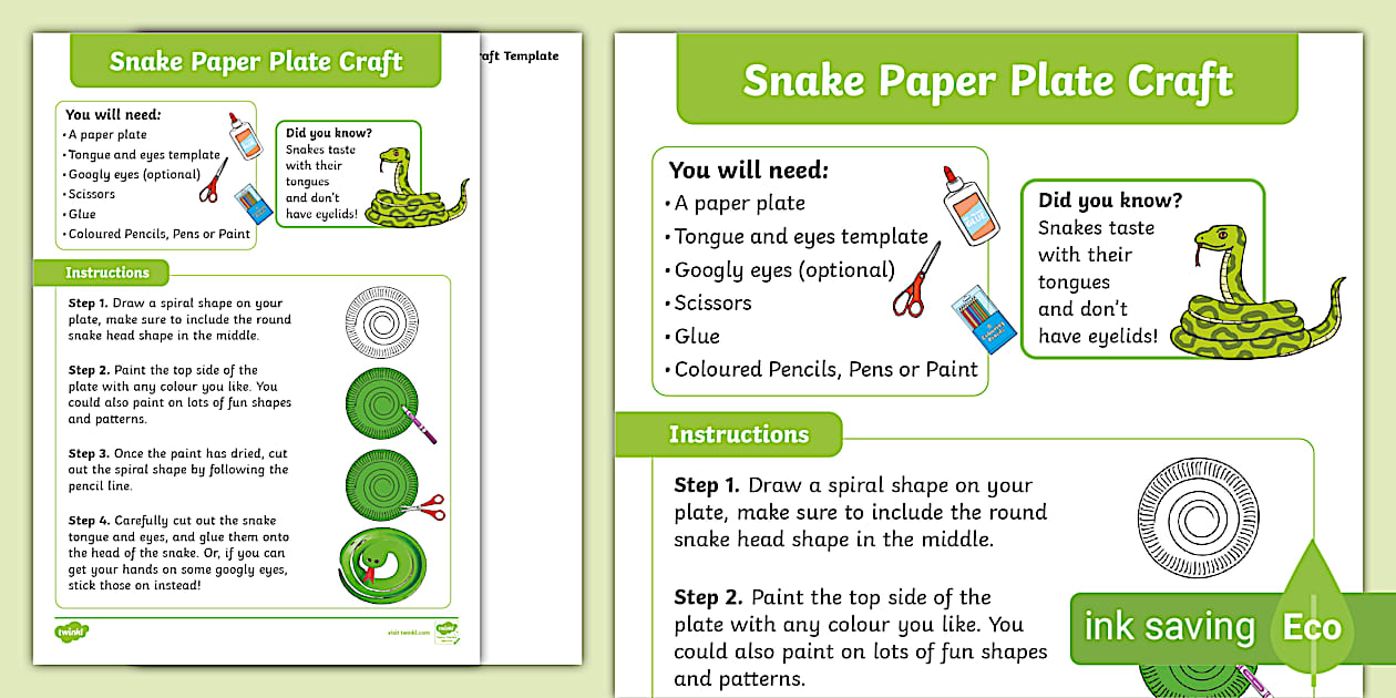 Paper Plate Snake Craft Activity (Teacher-Made) - Twinkl