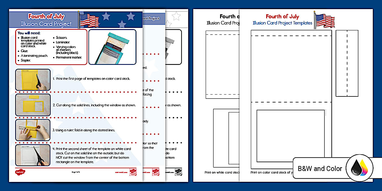 Fourth of July Illusion Card Craft (teacher made) - Twinkl