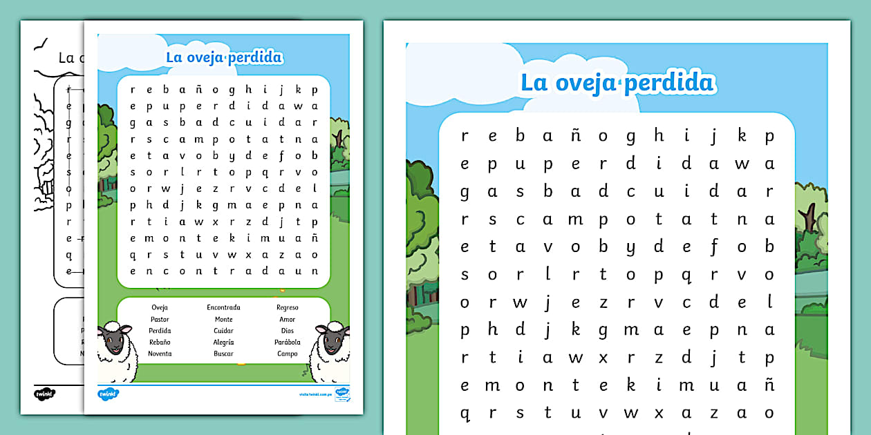 Sopa de letras: Parábola de la Oveja Perdida | Twinkl