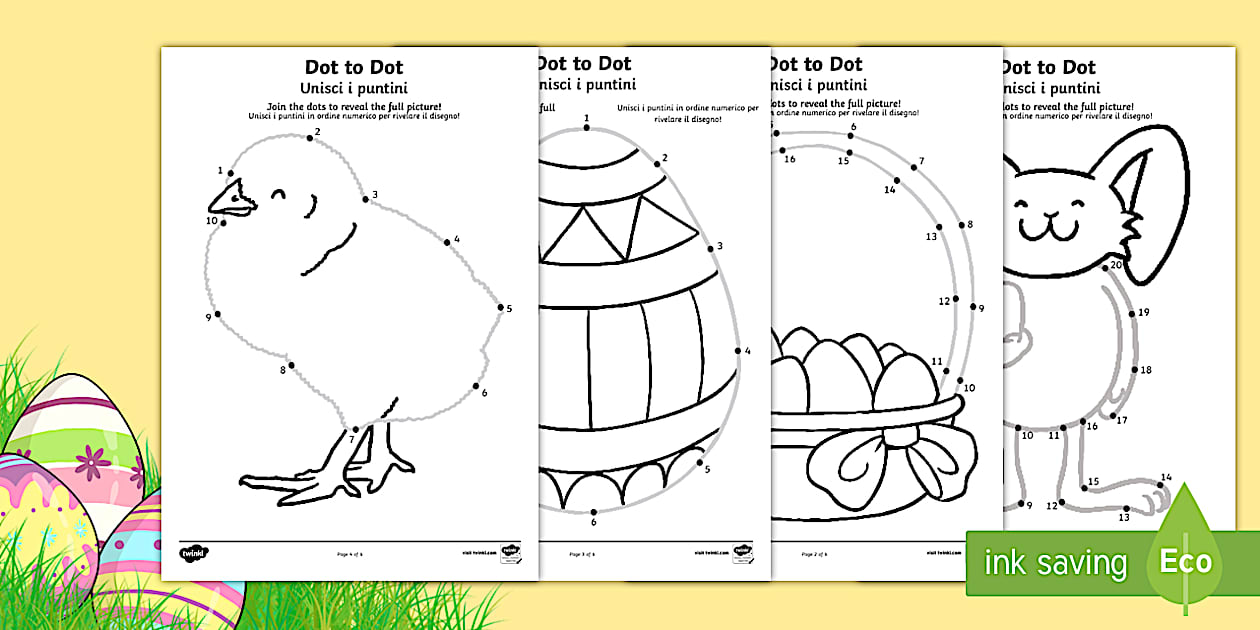 Easter Dot to Dot Worksheet / Worksheet English/Italian