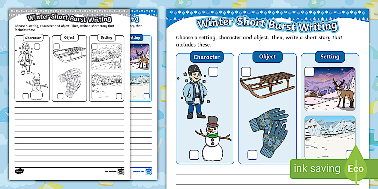 Winter Short Burst Writing Template (teacher made) - Twinkl