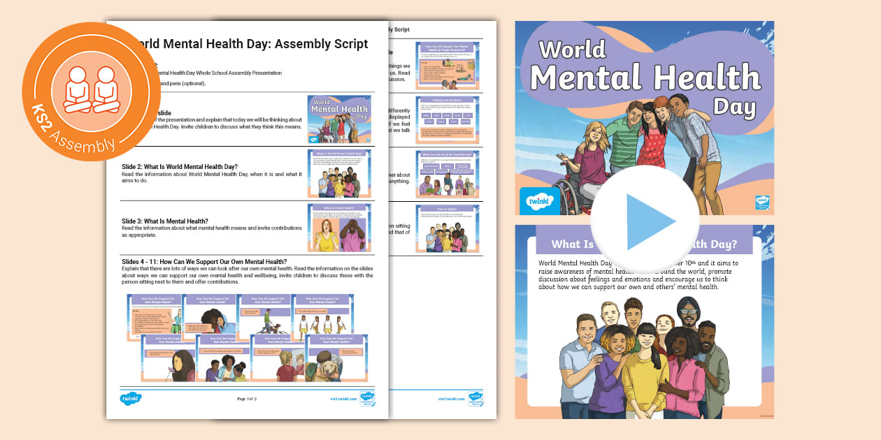 KS2 World Mental Health Day Assembly Powerpoint - Twinkl