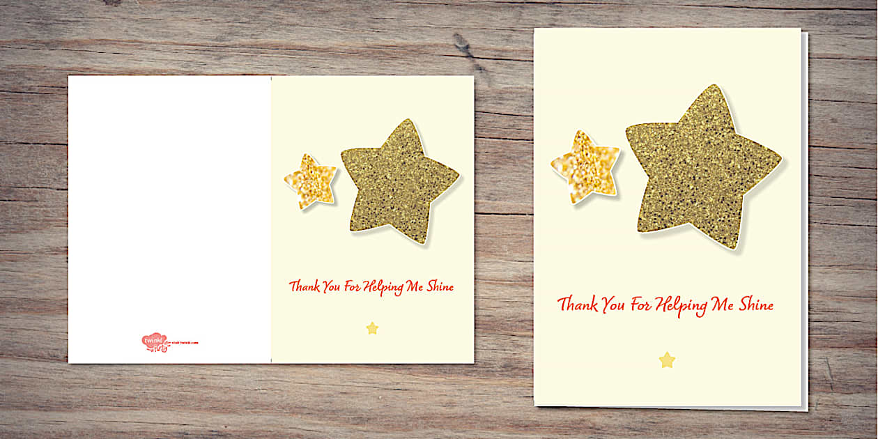Thank You For Helping Me Shine Card | Twinkl Party - Twinkl