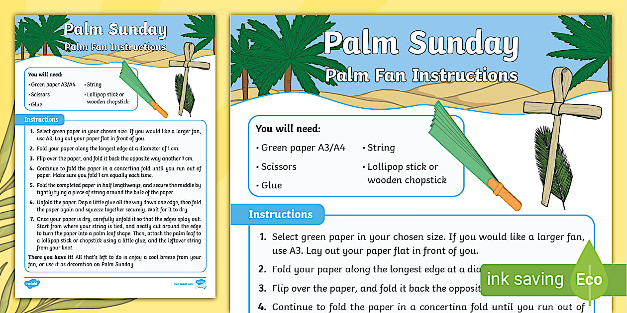 Palm Sunday Palm Fan Craft | Activity | Twinkl - Twinkl