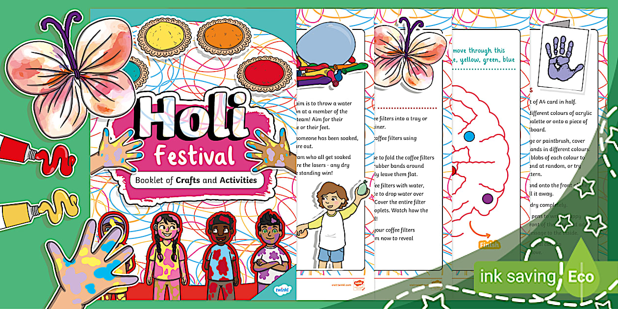 Holi Festival Booklet of Crafts and Activities (Ages 5 - 7)