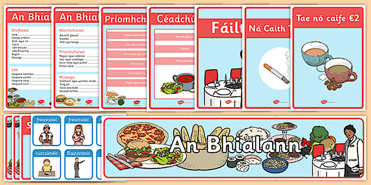 The Restaurant Role Play Resource Pack (Biachlár) Gaeilge