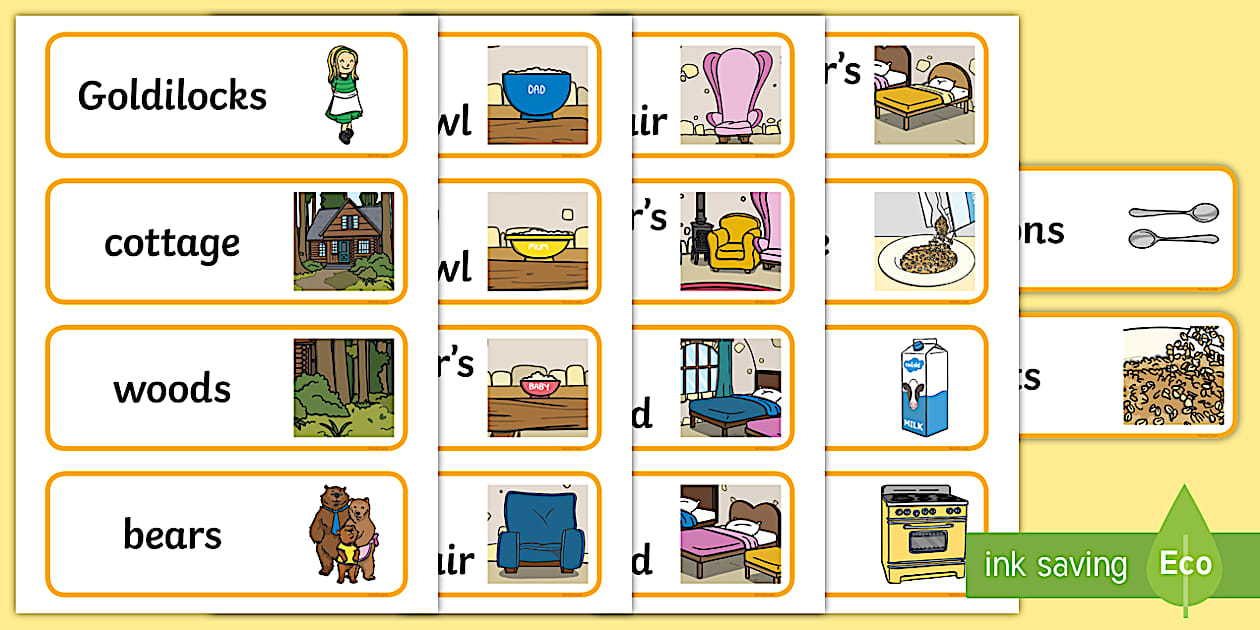 Three Bears Cottage Word Cards - Twinkl