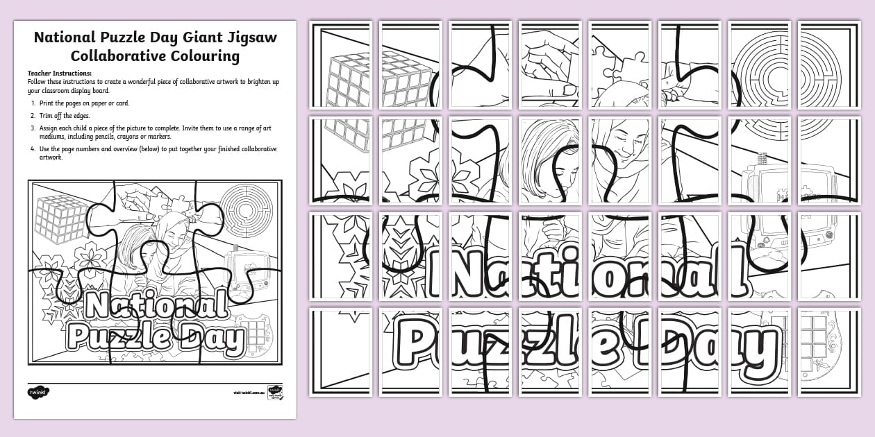 National Puzzle Day Collaborative Colouring Giant Jigsaw