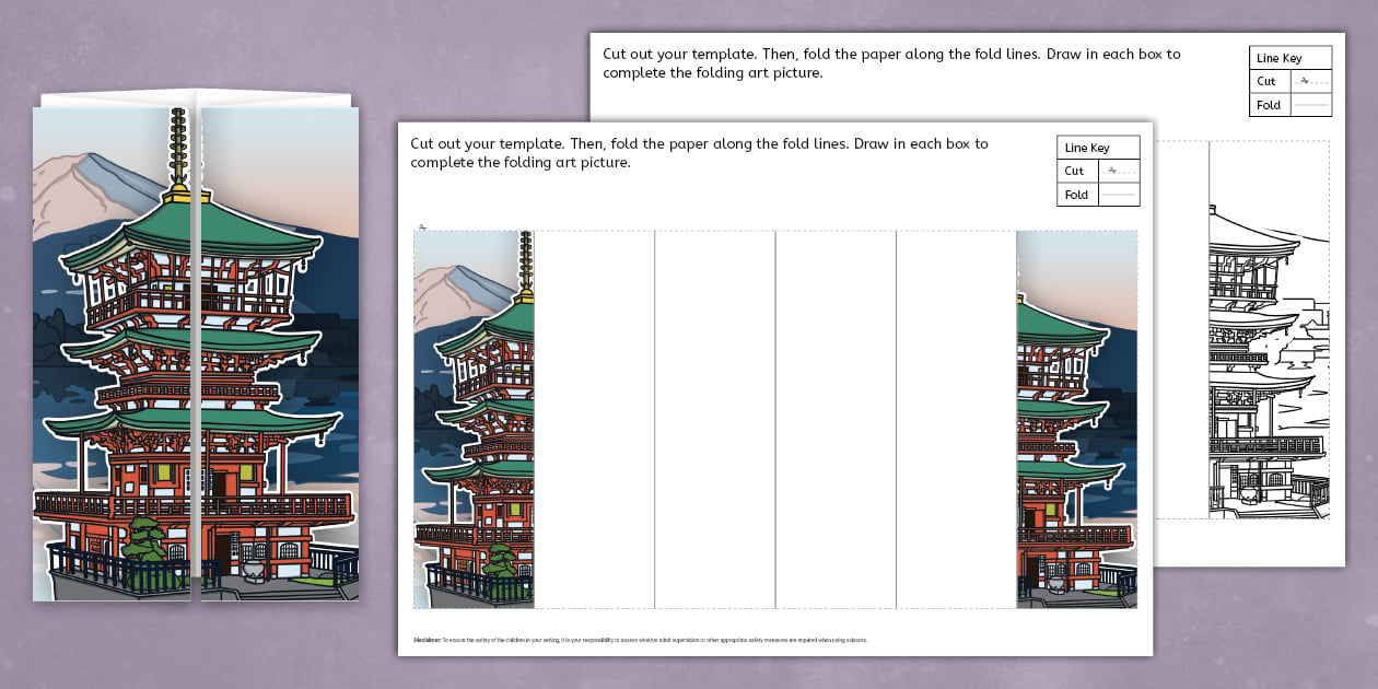 Pagoda Folding Art Template (teacher made) - Twinkl