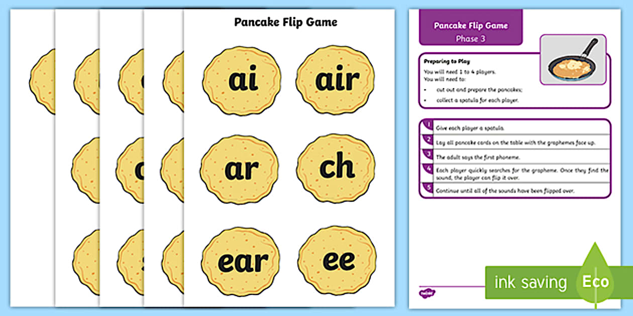 Phase 3 Phonics Pancake Flip Game - Twinkl