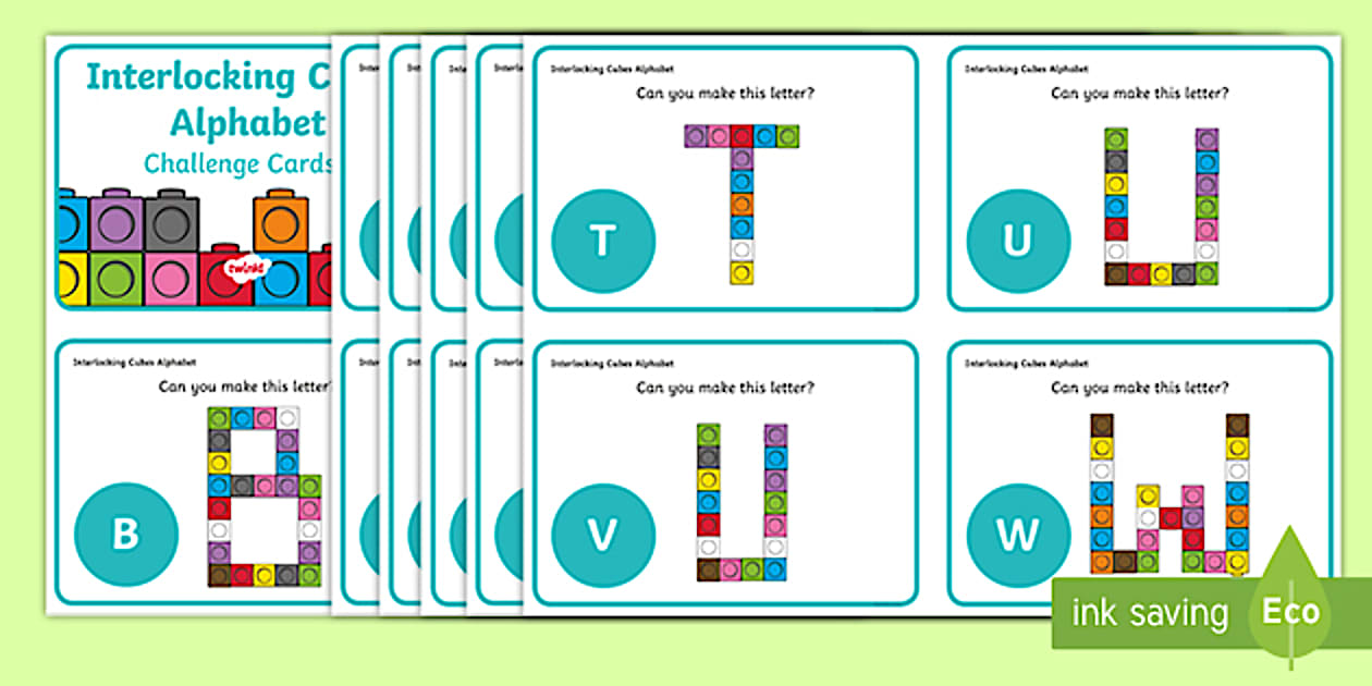 Interlocking Cubes Alphabet Challenge Cards - Twinkl