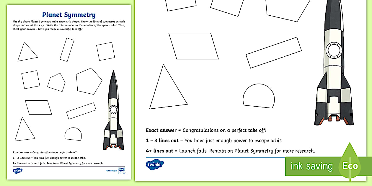 Symmetry Planet Worksheet (teacher made) - Twinkl