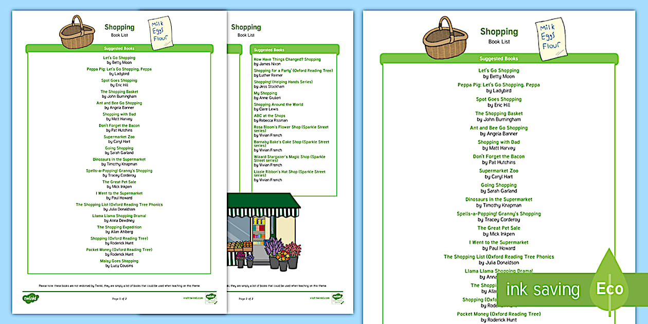 KS1 Shopping Book List | Themed Reading Lists (teacher made)