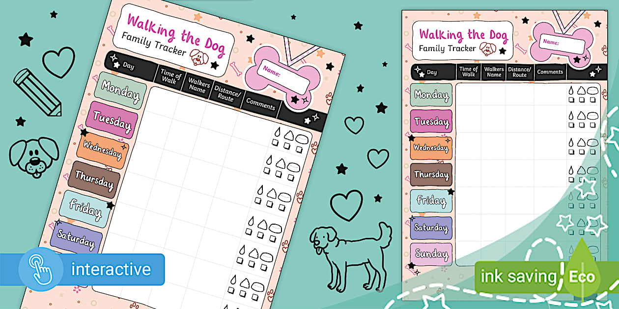 Walking the Dog: Family Tracker (teacher made) - Twinkl