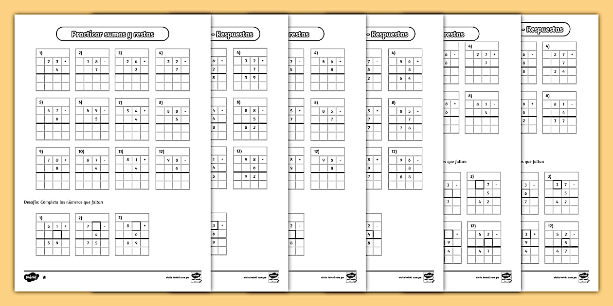 Actividad: Practicar sumas y restas