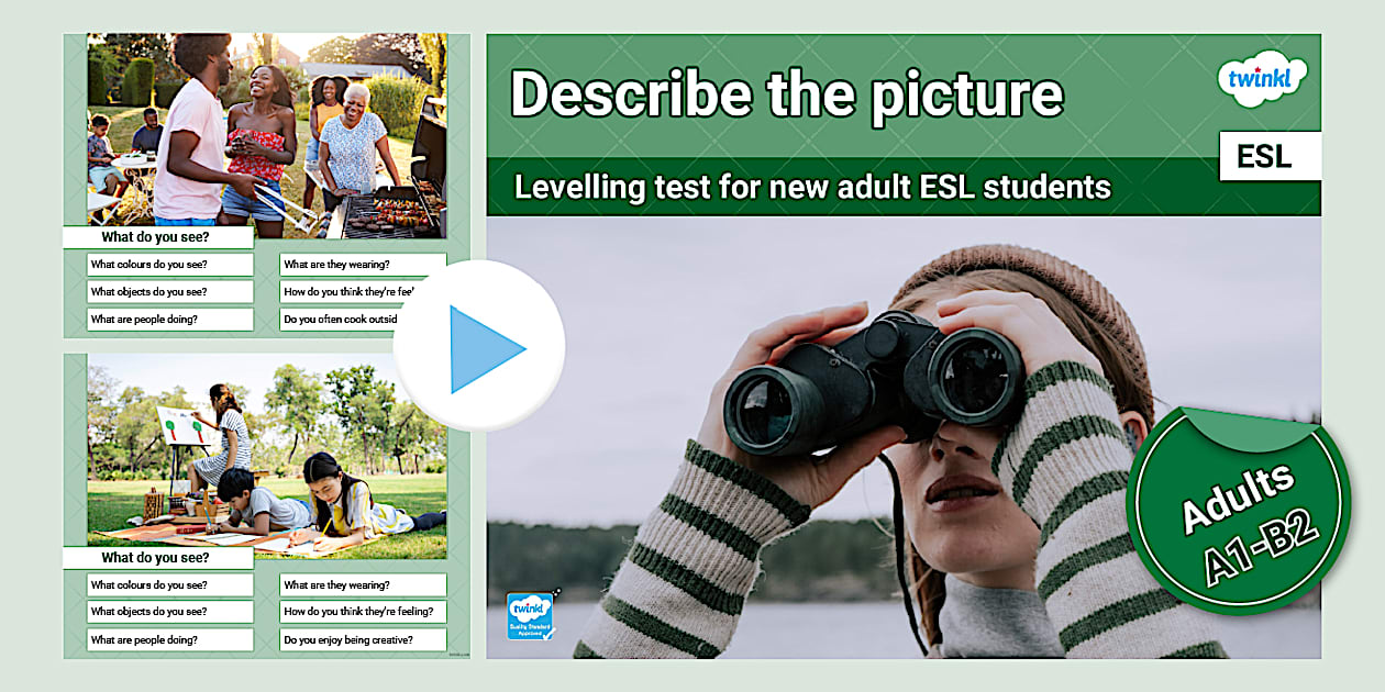 Picture Description ESL Levelling Test for Adults - Twinkl