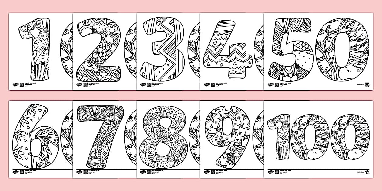 Multiples of 10 Mindfulness Colouring Pages - Twinkl - KS1
