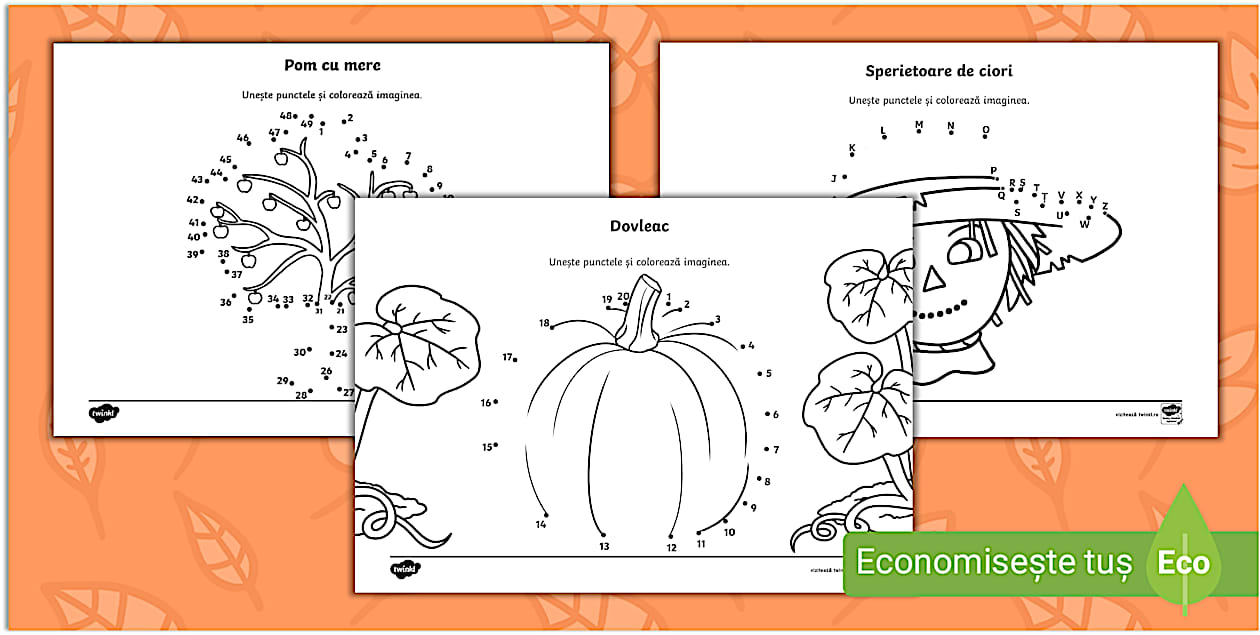 Toamna – Desene de colorat punct cu punct (Teacher-Made)