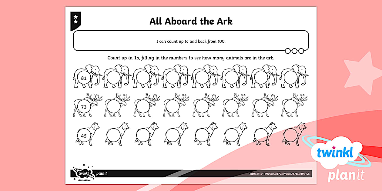 PlanIt Maths Y1 Number and Place Value All Aboard the Ark Home Learning ...