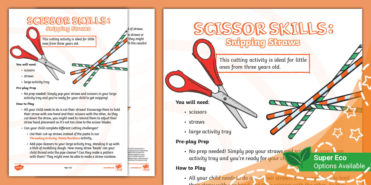 Snipping Straws Cutting Activity | 0-5 Fine Motor Skills
