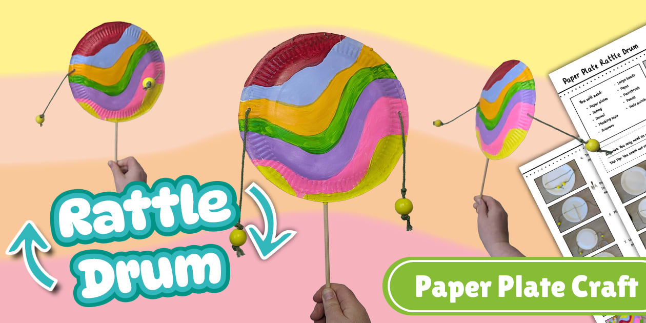 Paper Plate Rattle Drum - Twinkl Crafts