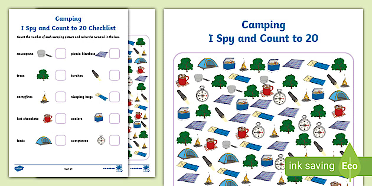 Editable Camping I Spy and Count to 20 (teacher made)