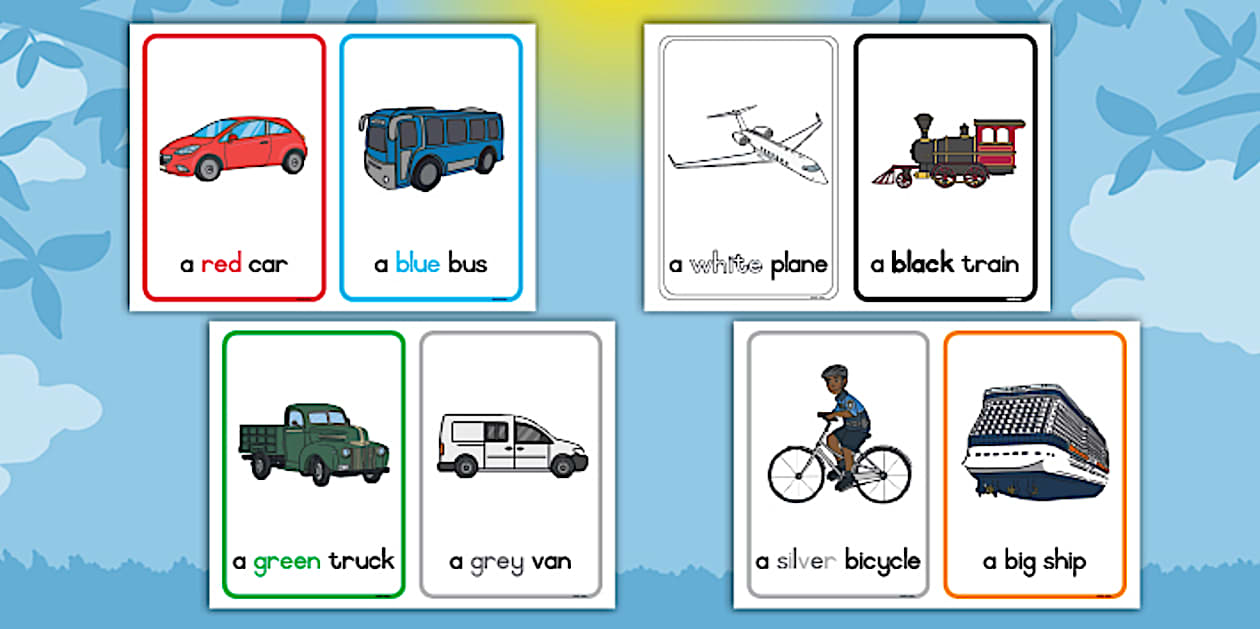 Grade R English - Basic Phrases - Flashcards: Transport