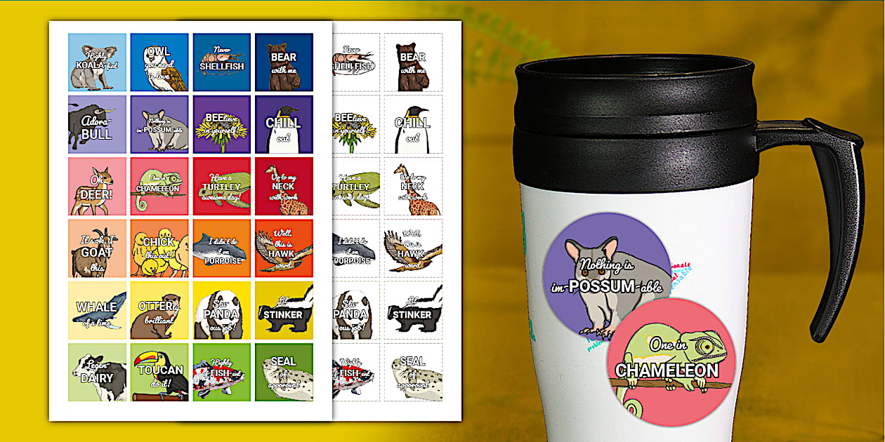 Animal Puns | Rainbow Colours | Reward Stickers - Twinkl