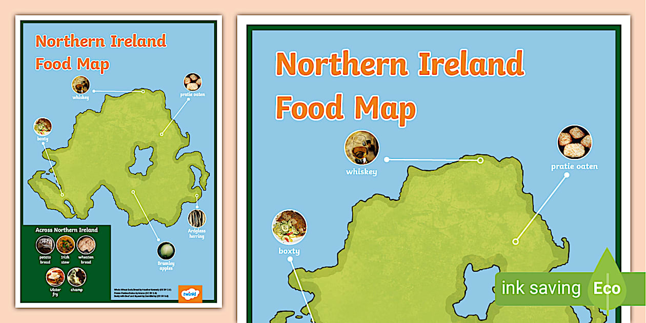 Northern Ireland Food Map Display Poster (teacher made)