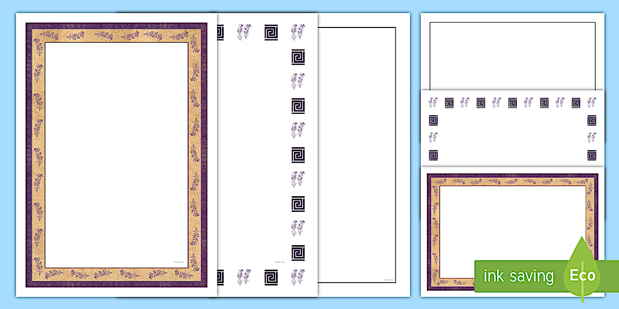 Editable Ancient Greek Pattern Page Border Pack - Twinkl