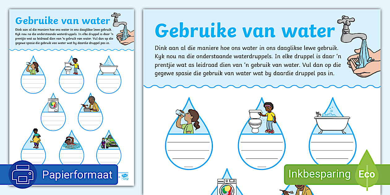 Gebruike van Water Werkkaart (teacher made) - Twinkl