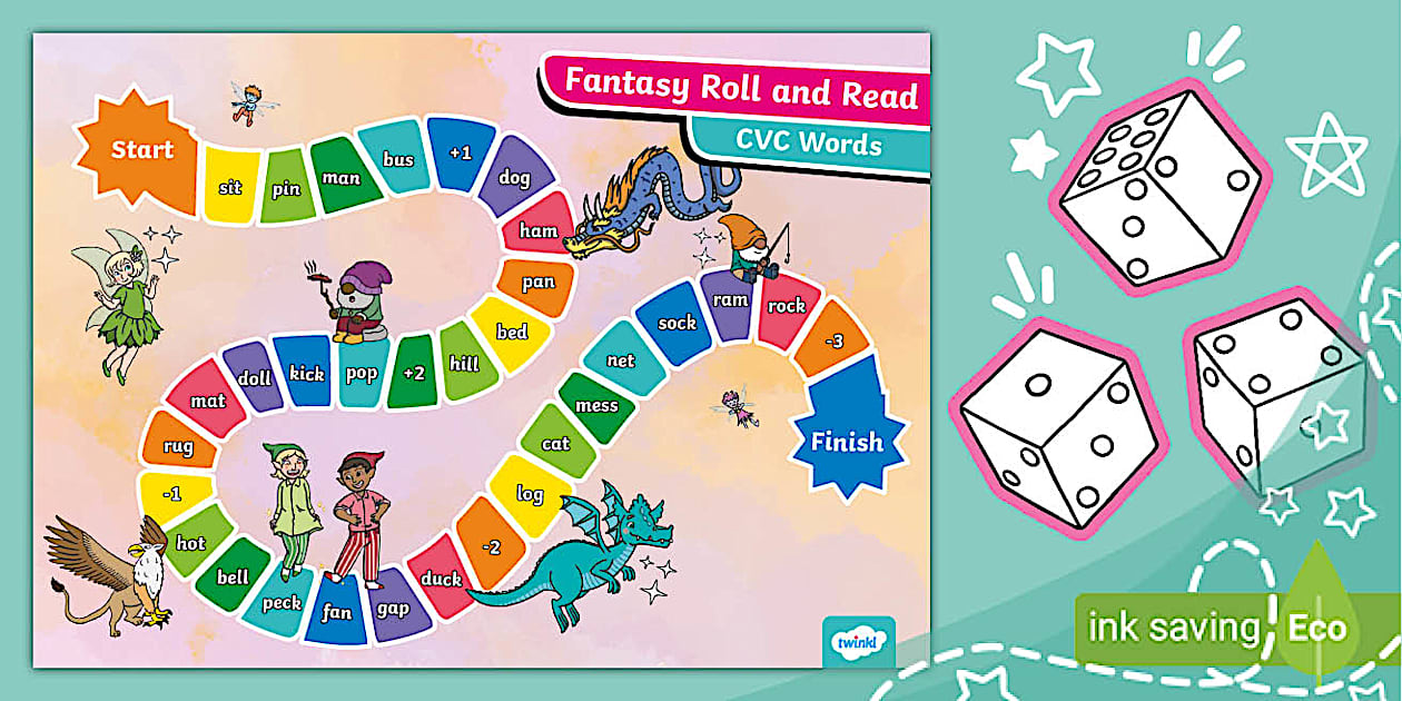 Fantasy Roll and Read CVC Words Game (teacher made) - Twinkl