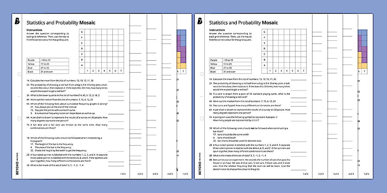 GCSE Probability and Statistics Worksheets (Differentiated)