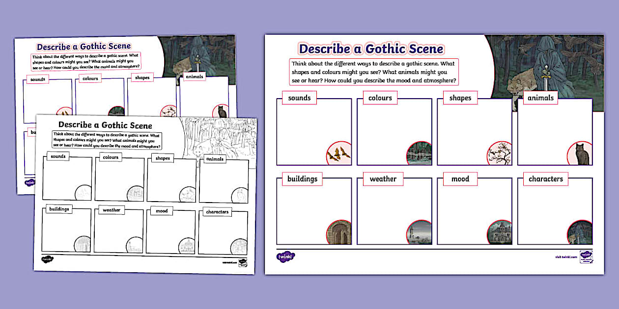 Gothic Adjectives Worksheet (teacher made) - Twinkl