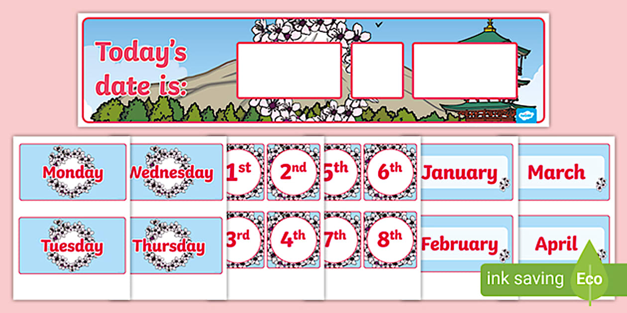 Japanese Cherry Blossom Calendar Display - Twinkl