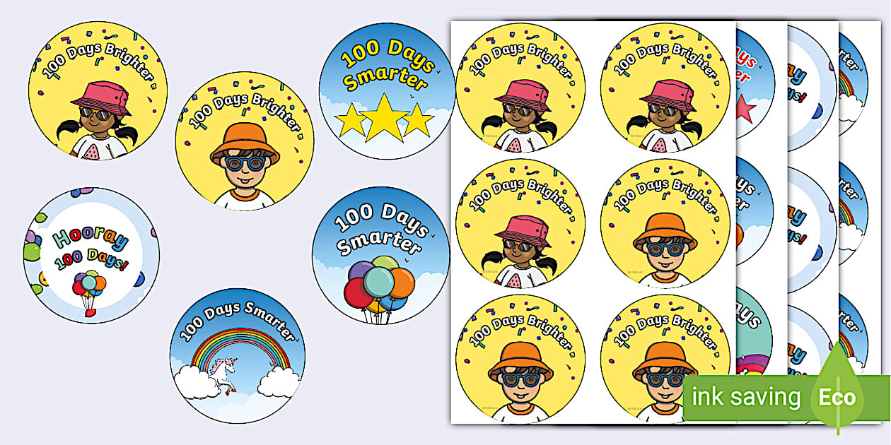 100 Days of Learning Badges (teacher made) - Twinkl