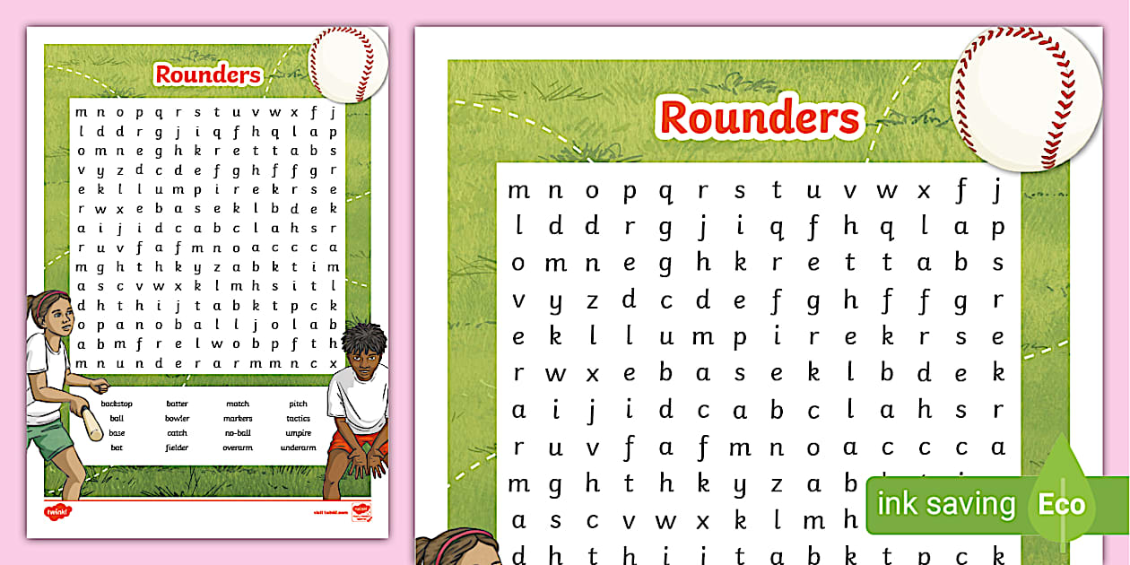Rounders Word Search - Twinkl - KS2 (teacher made) - Twinkl
