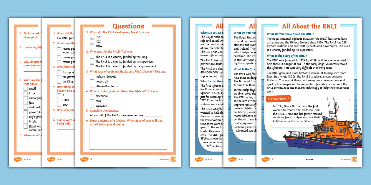 All About the RNLI Differentiated Reading Comprehension