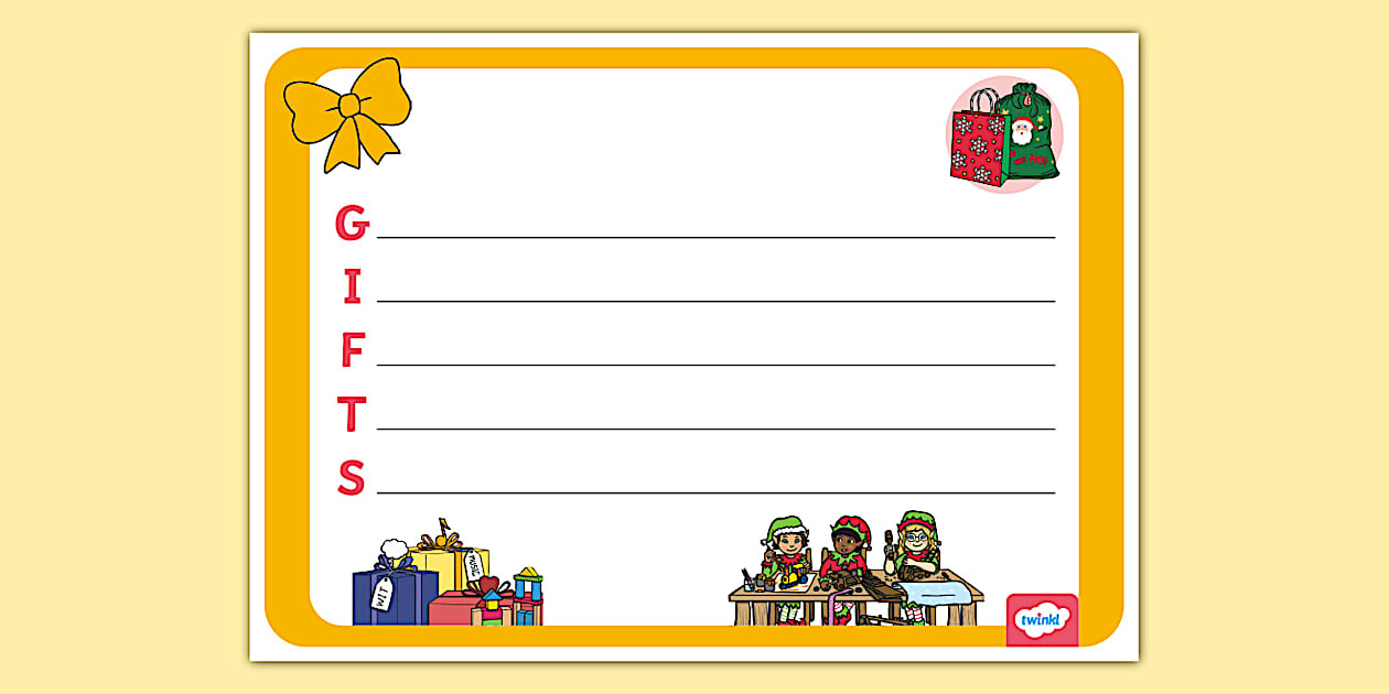 Christmas Gifts Poem Template (teacher made) - Twinkl