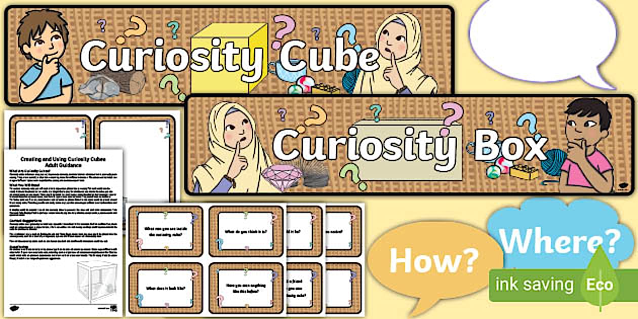 Neutral-Themed Curiosity Cube Display Pack (teacher made)