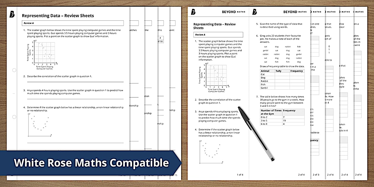 👉 Representing Data – Review Sheets (teacher made)