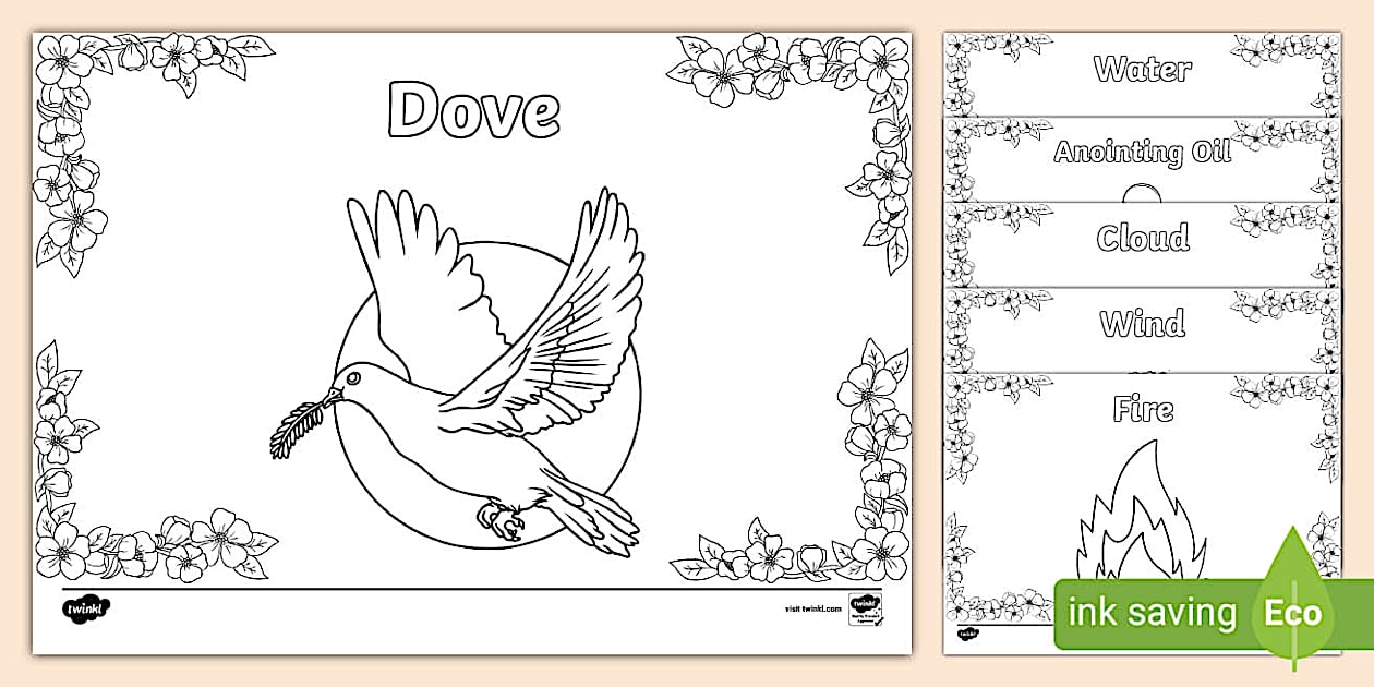 Holy Spirit Symbols Colouring Pages - Twinkl - KS1 - Twinkl