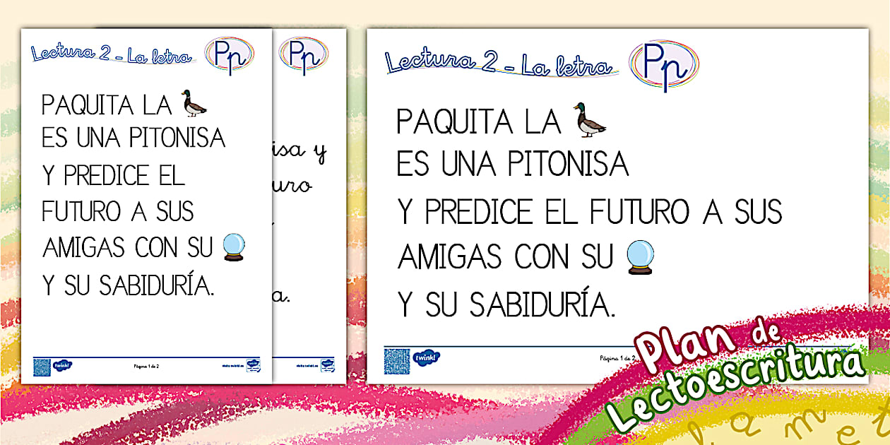Plan de lectoescritura: La letra P - Lectura 2 - Twinkl