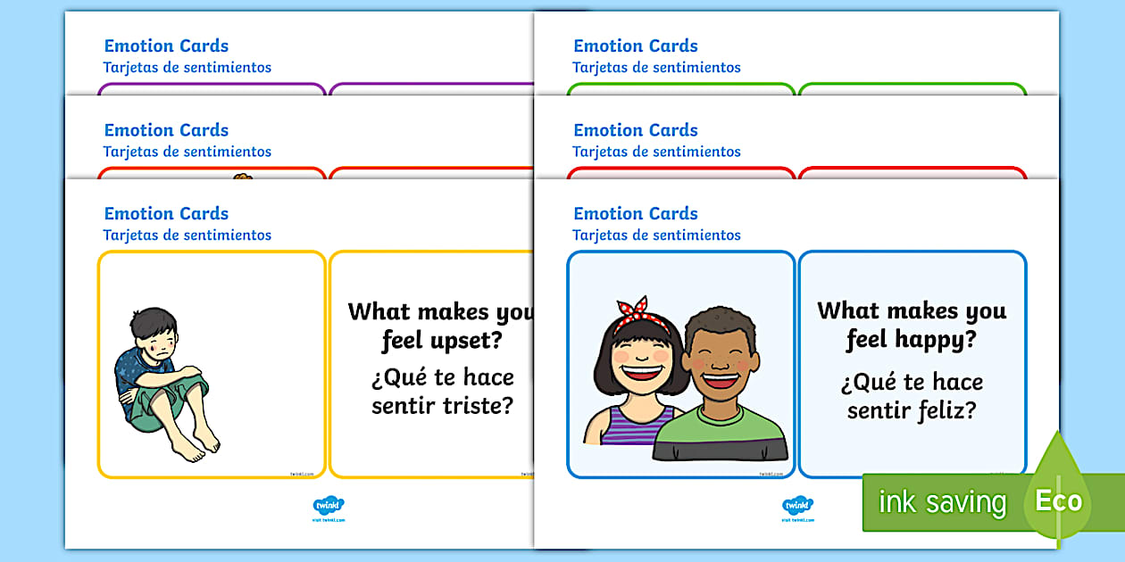 Emotions Cards English/Spanish (teacher made) - Twinkl