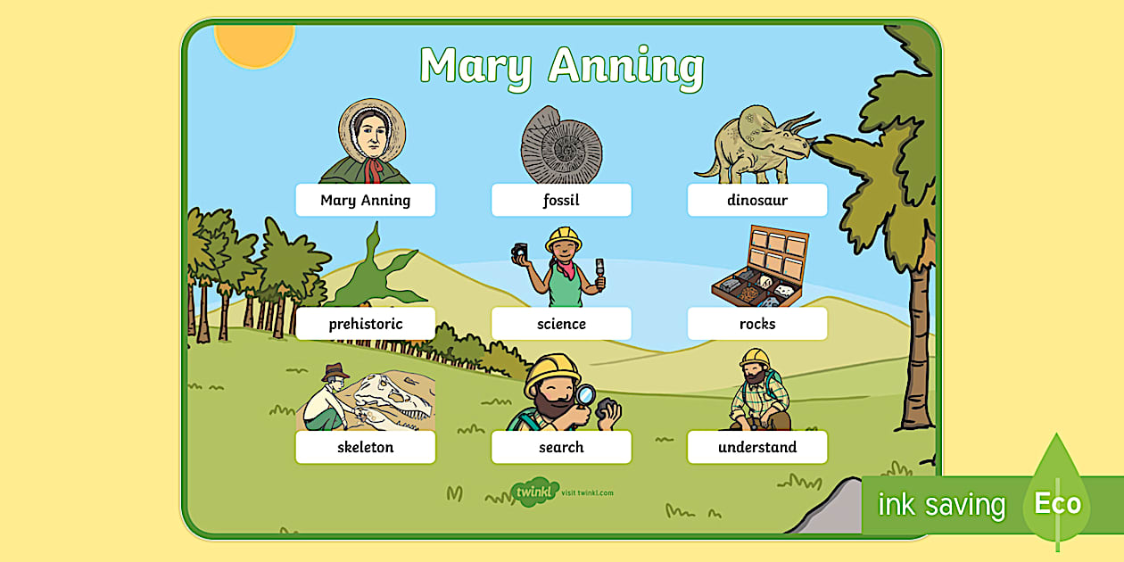 Cursive Mary Anning Word Mat (teacher made) - Twinkl