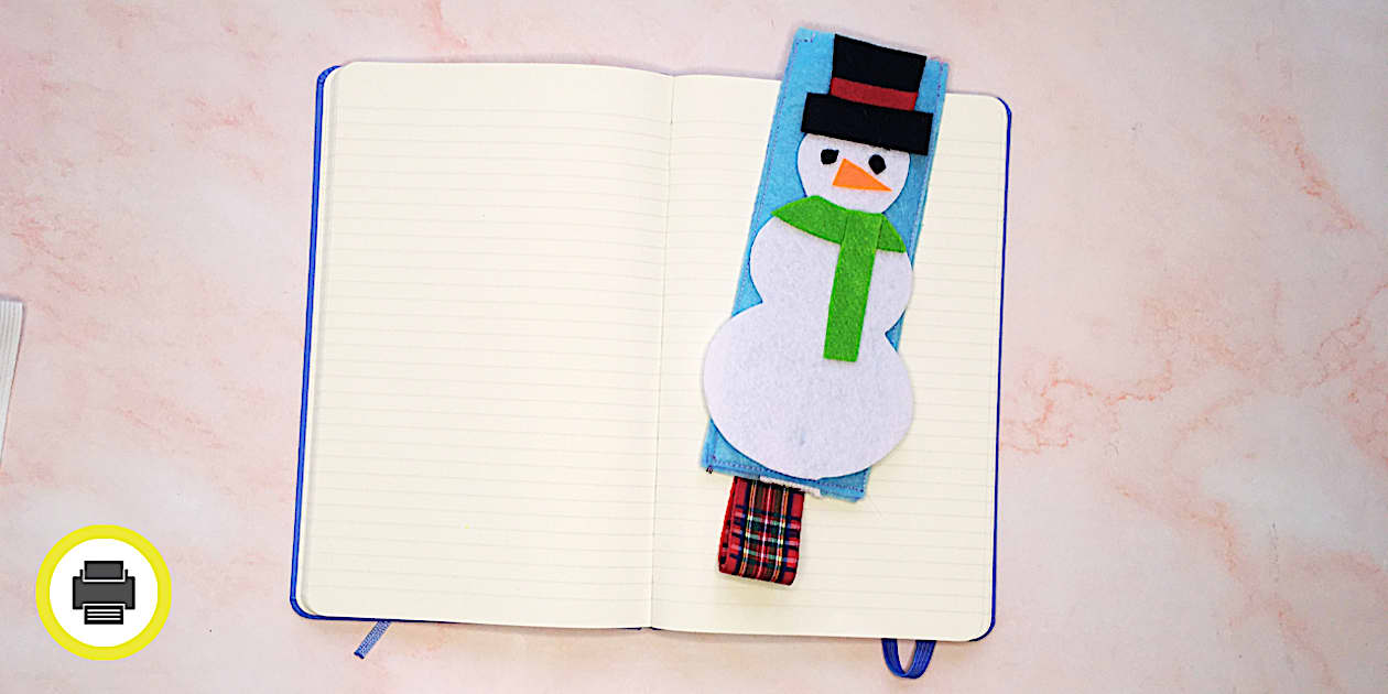 Snowman Christmas Felt Bookmark Instructions & Templates