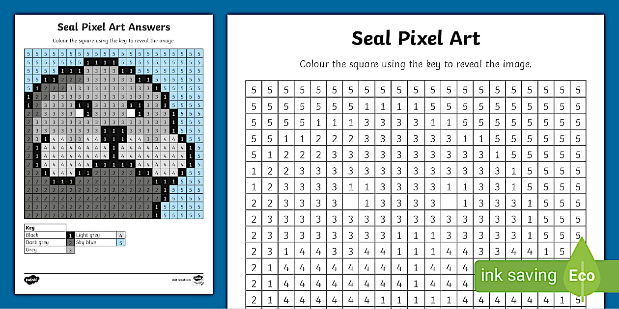 Seal Pixel Art Template| Twinkl Seal Pixel Art Template