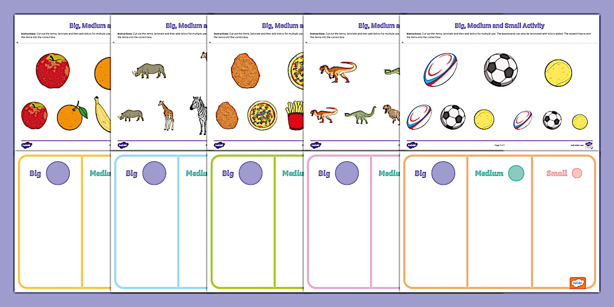 Big, Medium and Small Activity (teacher made) - Twinkl