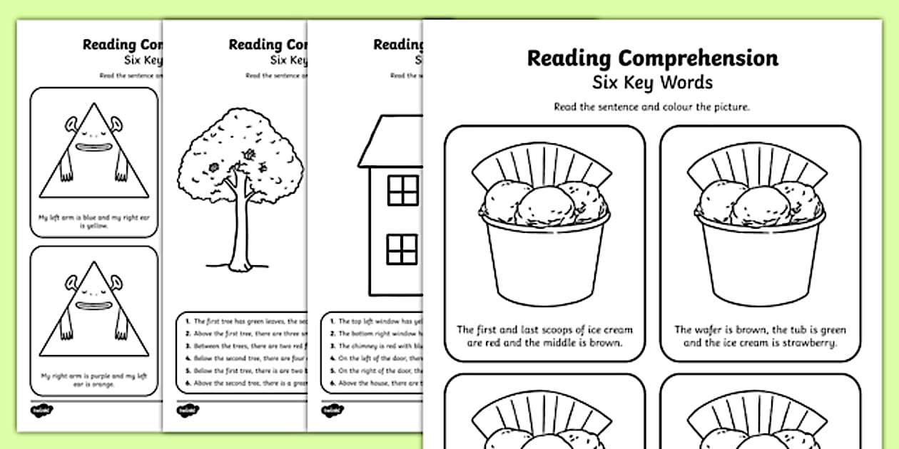 Editable Reading Comprehension Six Key Words Worksheet Pack
