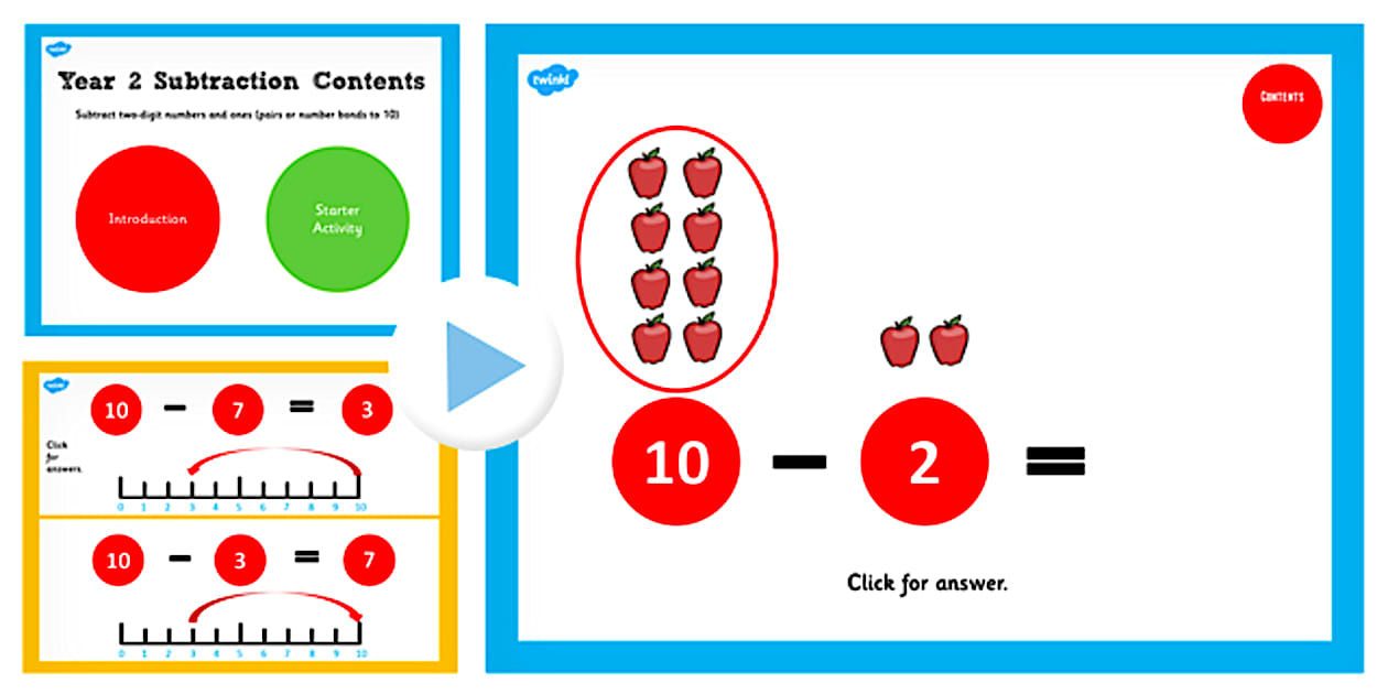 Year 2 Subtracting 2 Numbers and Ones Pairs and Bonds to 10